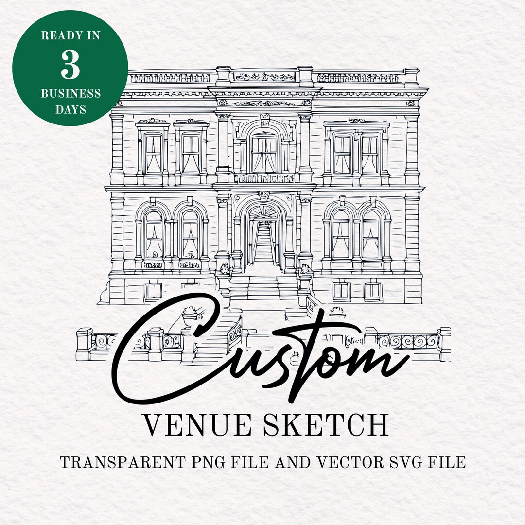 Custom Wedding Venue Sketch, Hand Drawn Venue Illustration ...