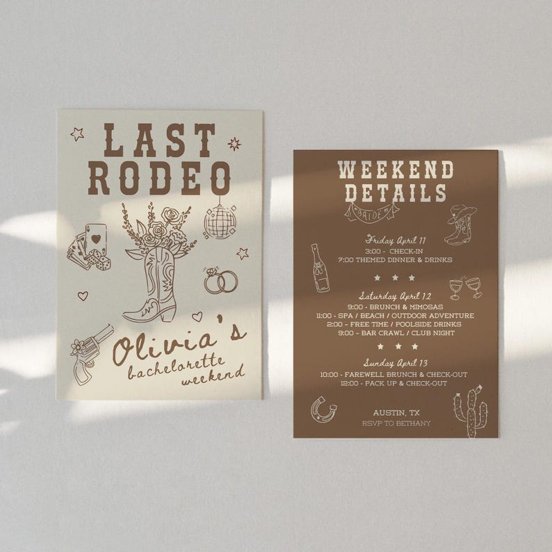 Last Rodeo Bachelorette Invite, Bachelorette Weekend Itinerary, Disco ...