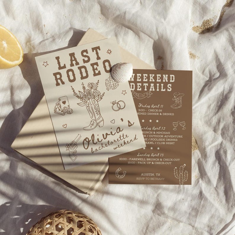 Last Rodeo Bachelorette Invite, Bachelorette Weekend Itinerary, Disco ...