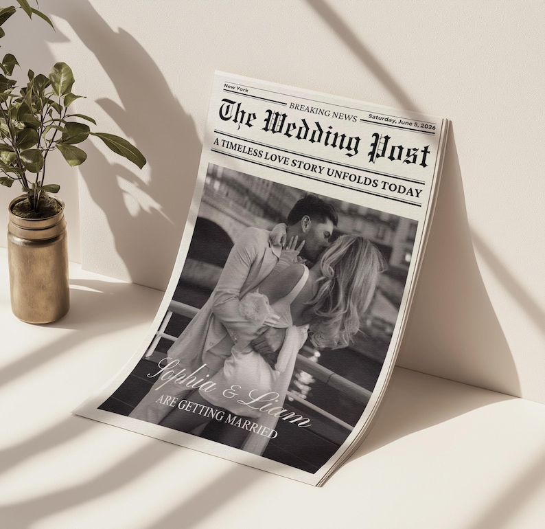 Wedding Newspaper Template With Photo, Newspaper Wedding Template ...