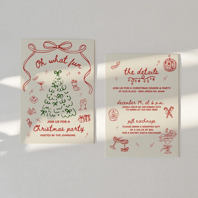 Oh What Fun Christmas Party Invitation, Friendsmas Party, Printable ...