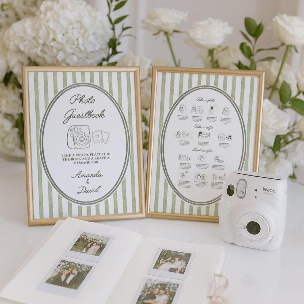 Instax Mini 12 Instructions Sign, Polaroid Guest Book Sign, Editable ...