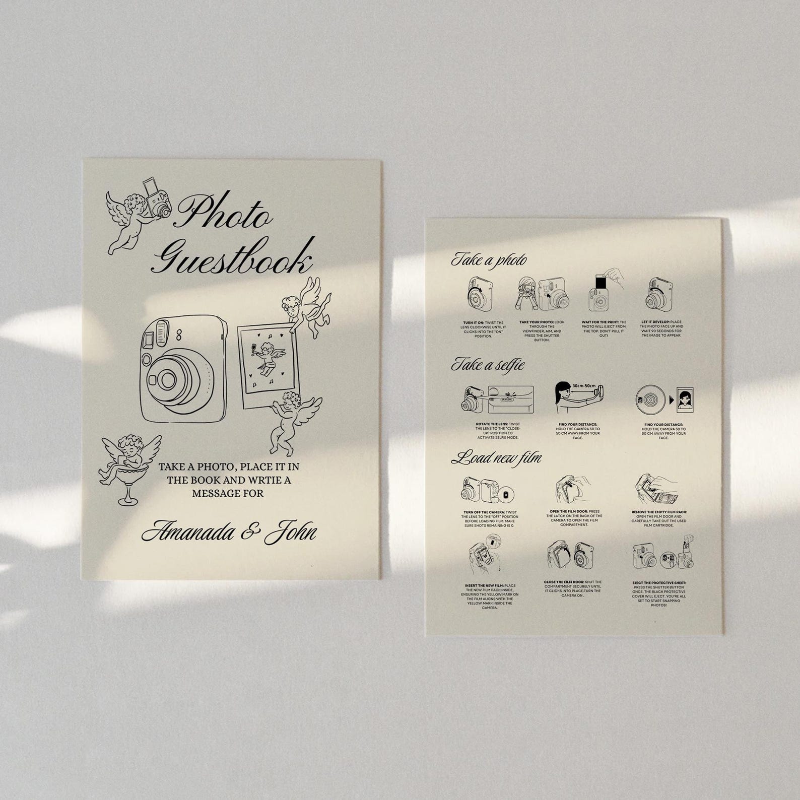Instax Mini 12 Instructions Sign, Polaroid Guest Book Sign, Editable ...