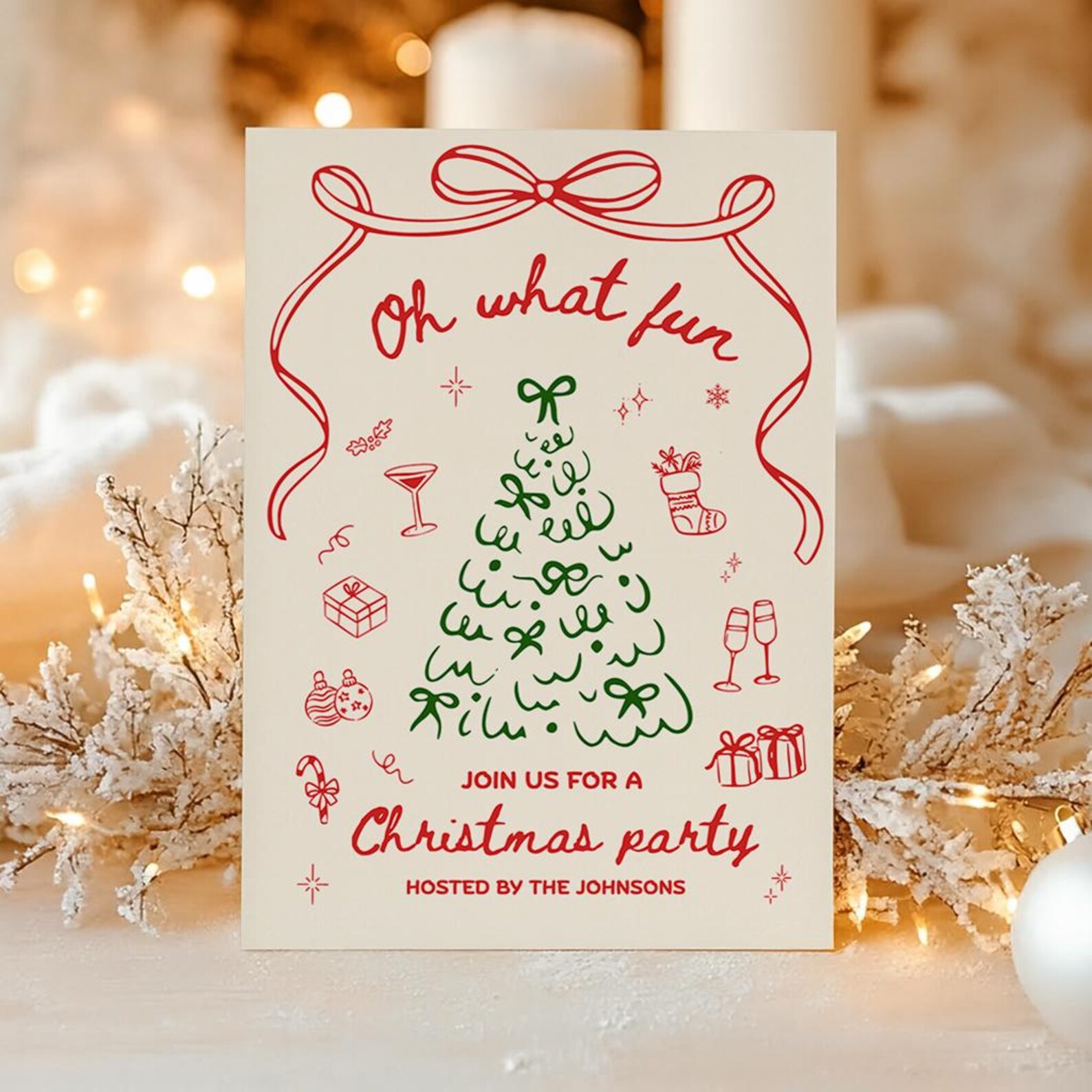 Oh What Fun Christmas Party Invitation, Friendsmas Party, Printable ...