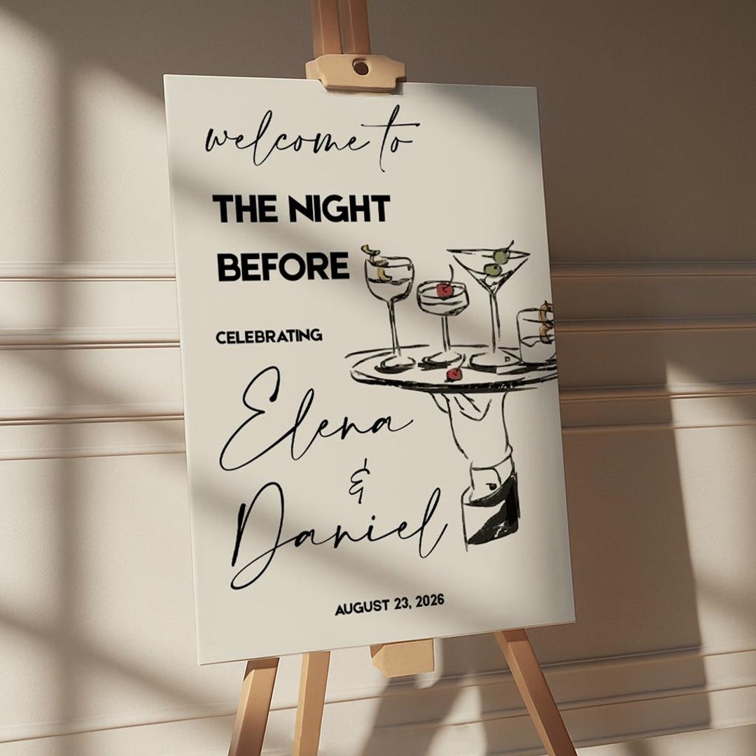 The Night Before Welcome Sign, Editable, Rehearsal Dinner Welcome Sign ...