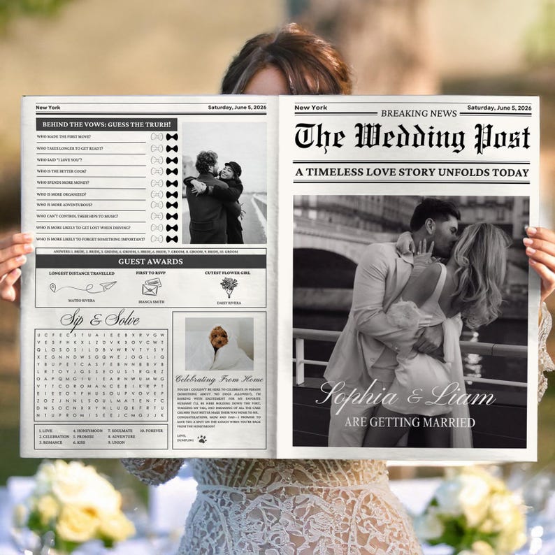 Wedding Newspaper Template With Photo, Newspaper Wedding Template ...
