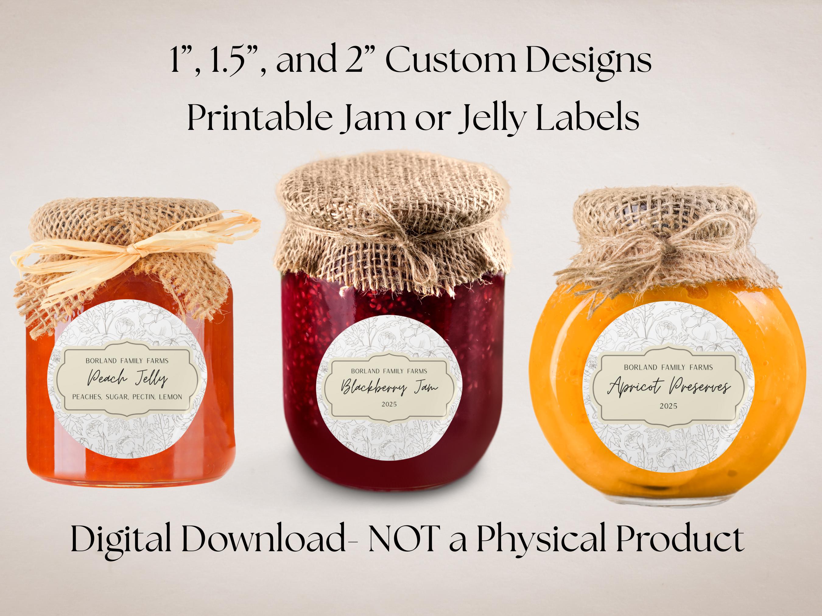 Printable Jam or Jelly Labels - Canning Labels Digital Download ...