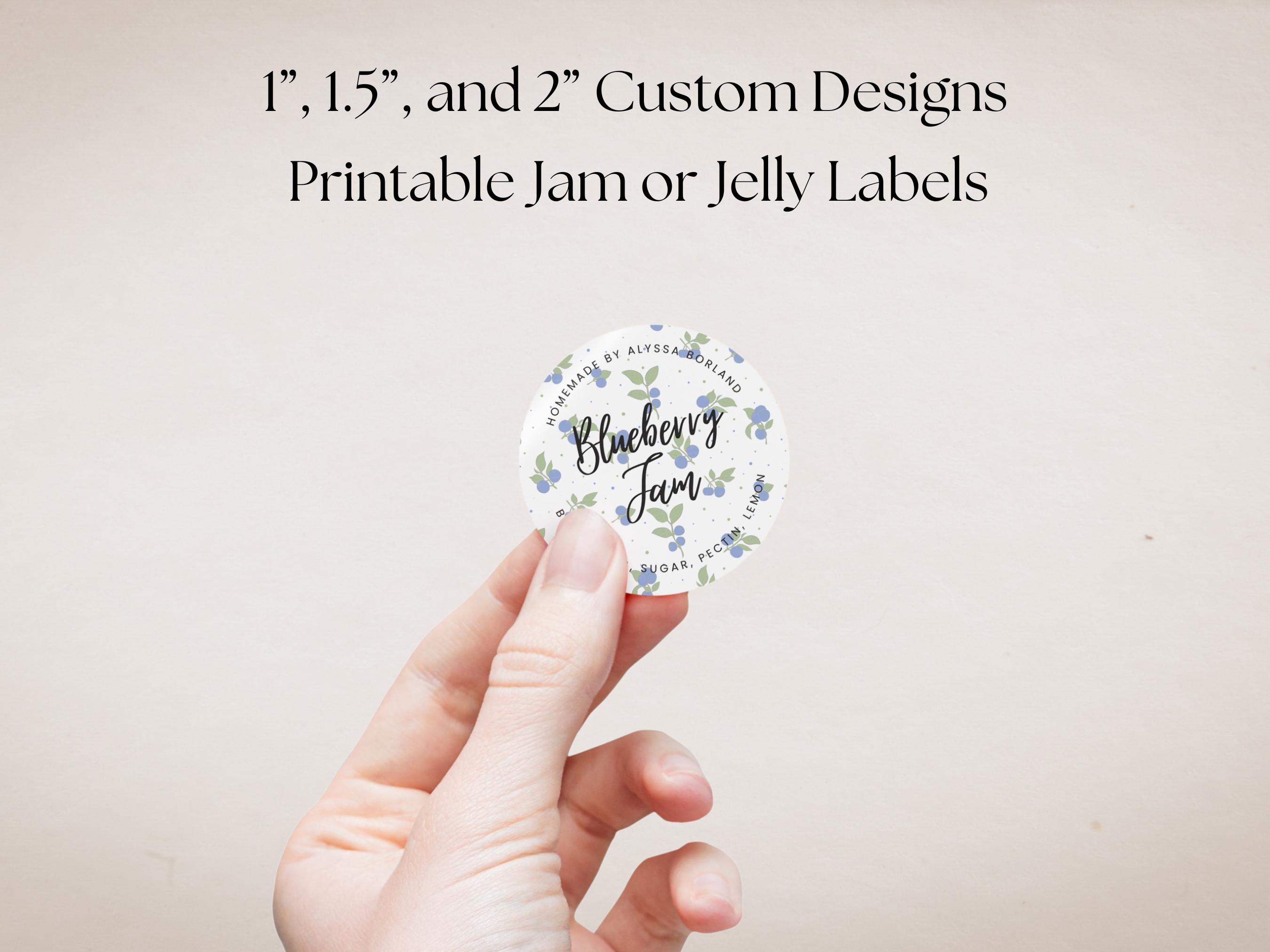 Custom Blueberry Jam Digital Download Labels | Color and Black and ...