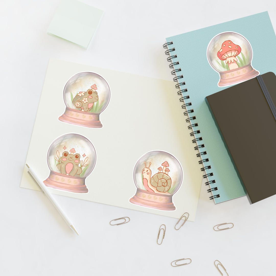Cottage Core Sticker Sheets, Crystal Ball Frog Mushroom Cute Core ...