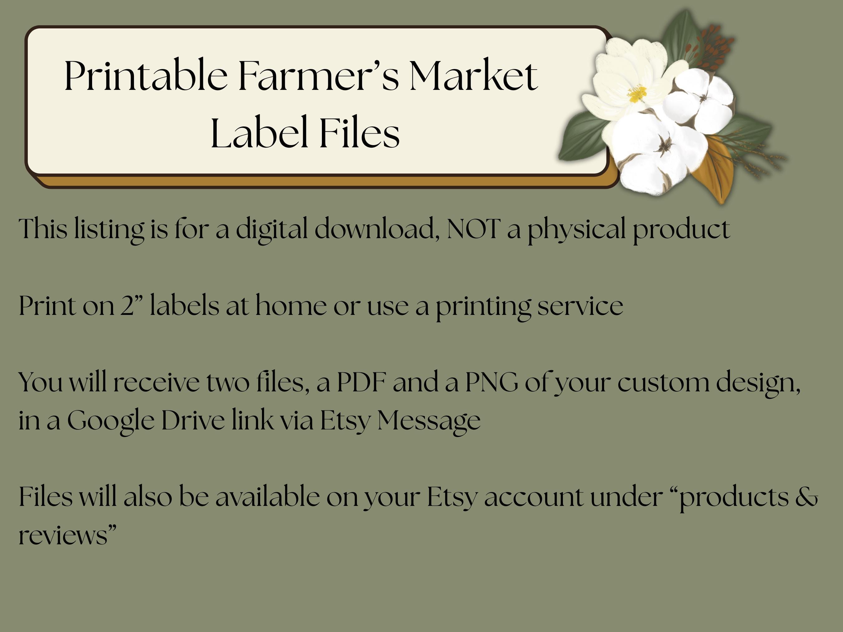 Printable Farmers Market Labels | Digital Download | Simple Modern ...