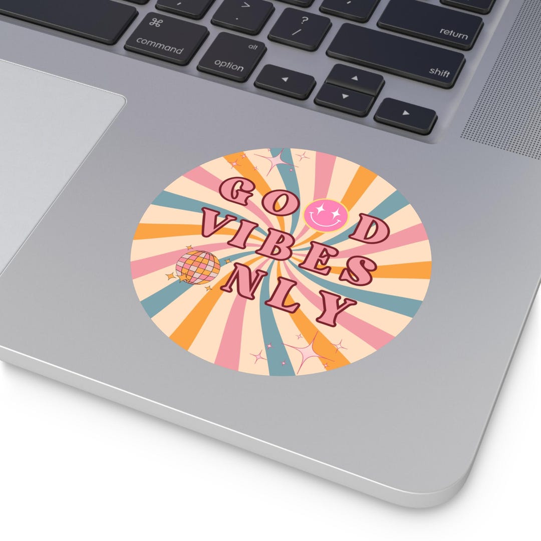 Retro Good Vibes Only Sticker, Positive Vibes Laptop Sticker, Hippie ...