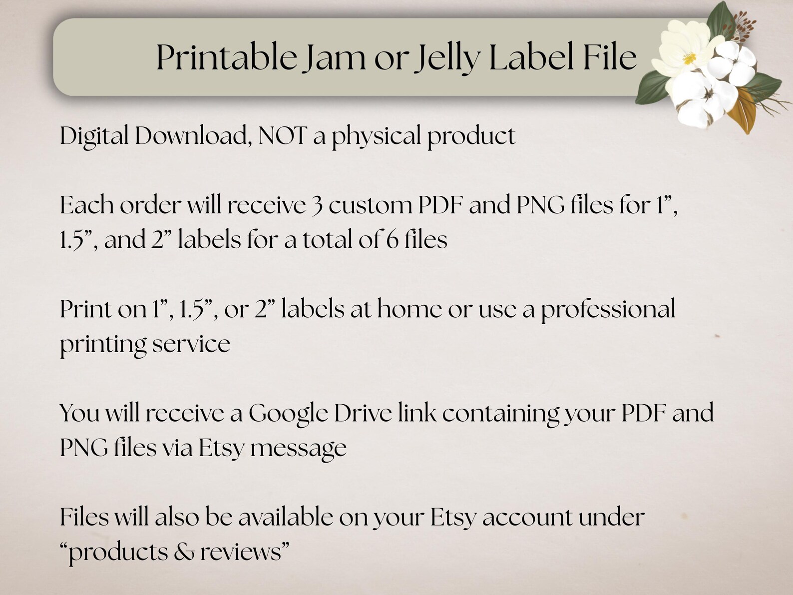 Printable Jam or Jelly Labels - Canning Labels Digital Download ...