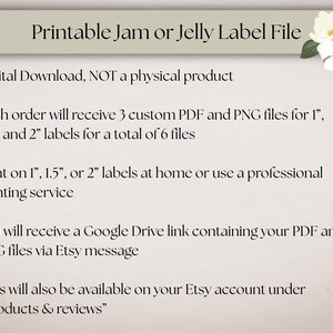 Printable Jam or Jelly Labels - Canning Labels Digital Download ...