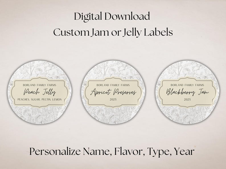 Printable Jam or Jelly Labels - Canning Labels Digital Download ...