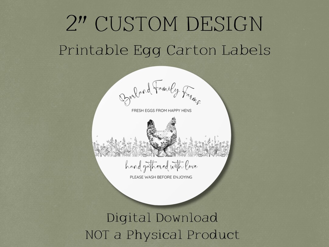 Custom Chicken Egg Carton Labels, Meadow Design, Personalized Unwashed ...