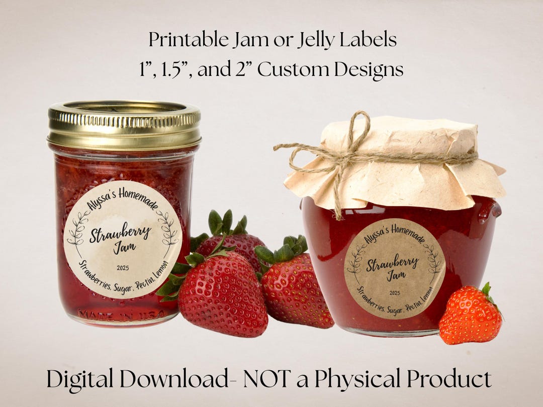 Printable Jam, Jelly, or Preserves Labels | Canning Labels Digital ...