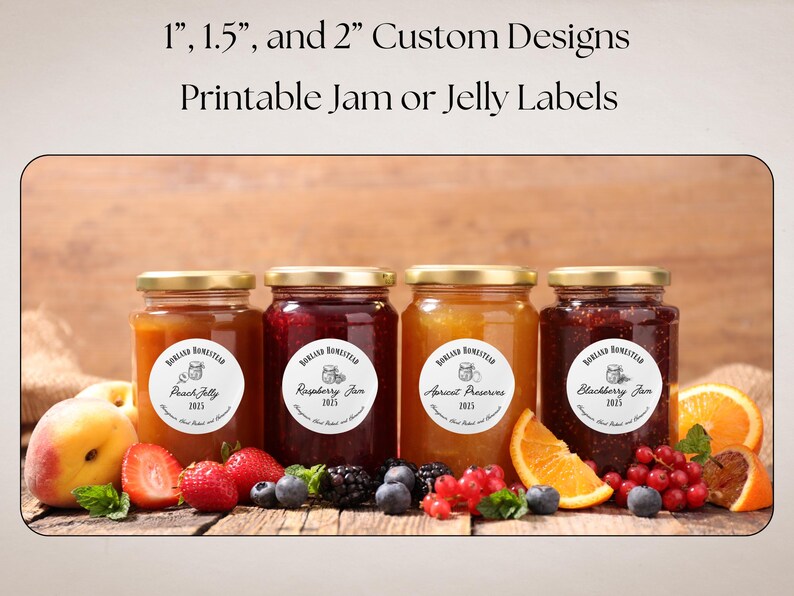 Custom Jam & Jelly Jar Labels | Printable Mason Jar Stickers for ...