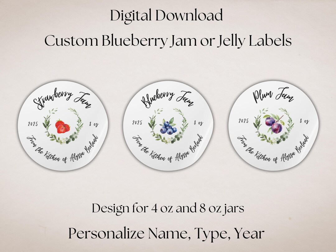 Custom Jam & Jelly Jar Labels | Printable Mason Jar Stickers for ...