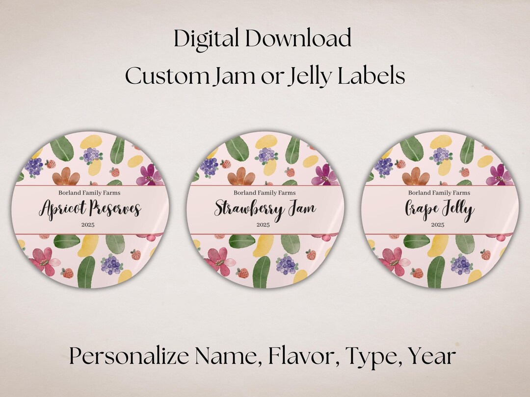 Printable Jam or Jelly Labels - Canning Labels Digital Download ...