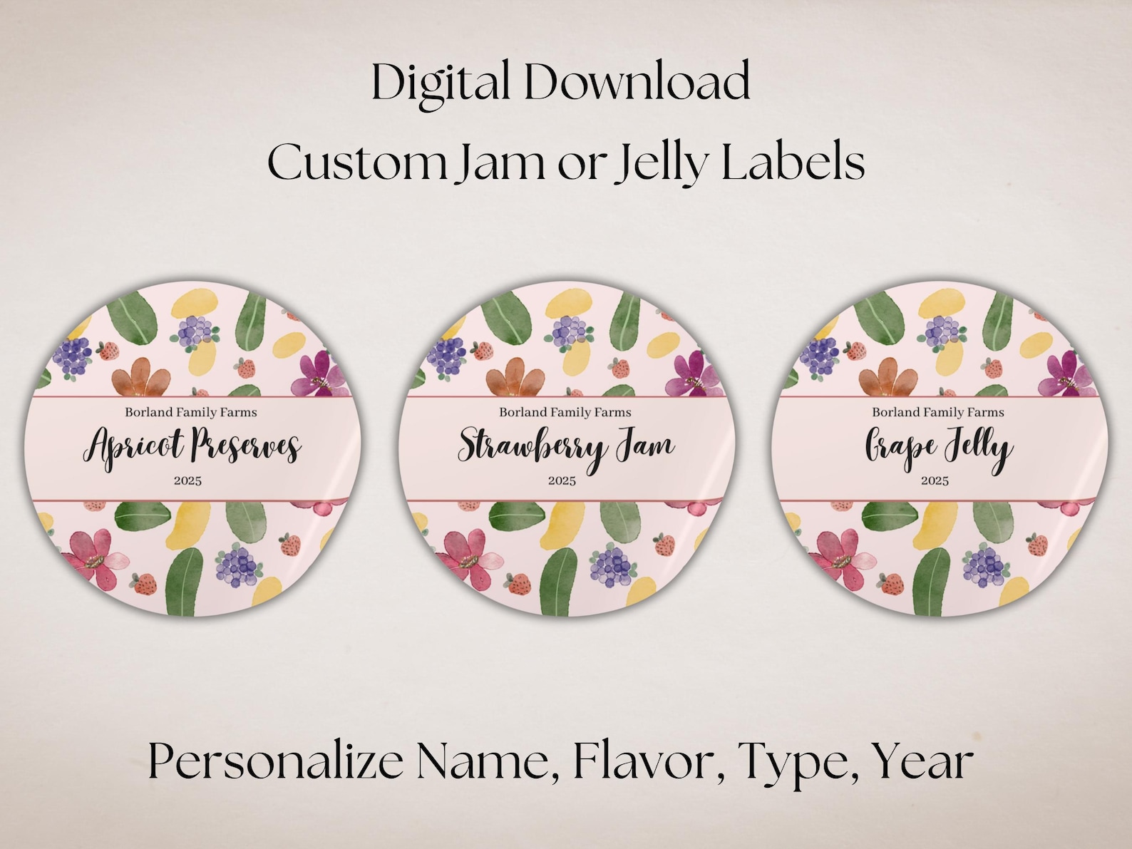 Printable Jam or Jelly Labels - Canning Labels Digital Download ...