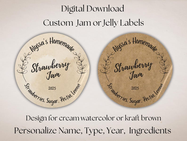 Printable Jam, Jelly, or Preserves Labels | Canning Labels Digital ...