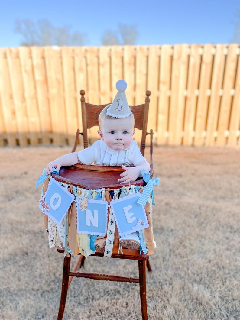 Classic Winnie the Pooh High Chair Banner / Party Hats/ Cupcake Toppers ...