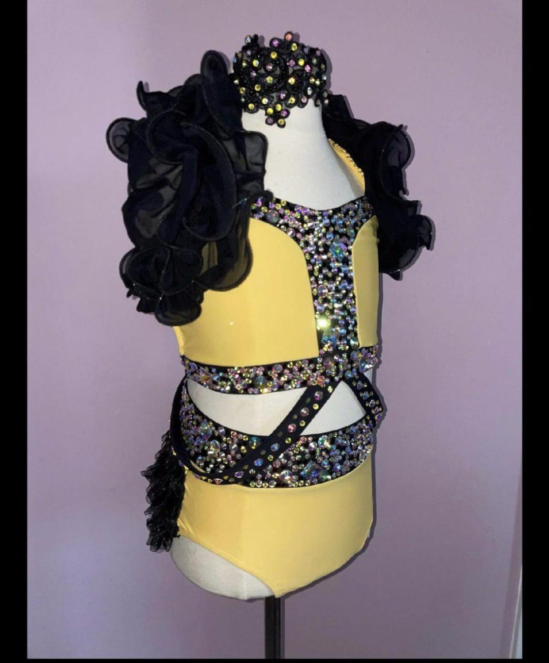 Yellow & Black Rhinestone Dance Costume – Competition-ready Glam - Etsy