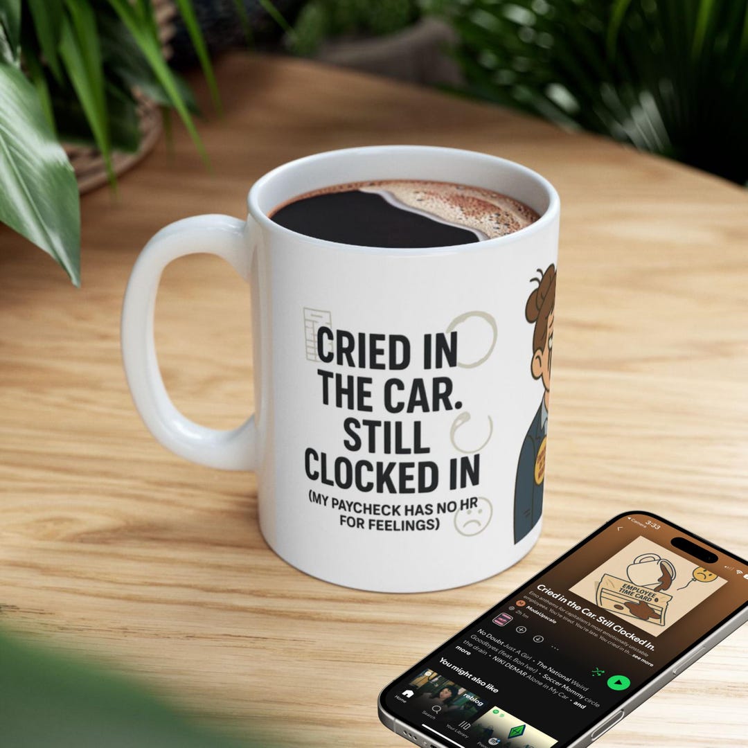 Cried in the Car Mug – QR Code Sad Girl Coffee Cup – Funny Work Gift ...