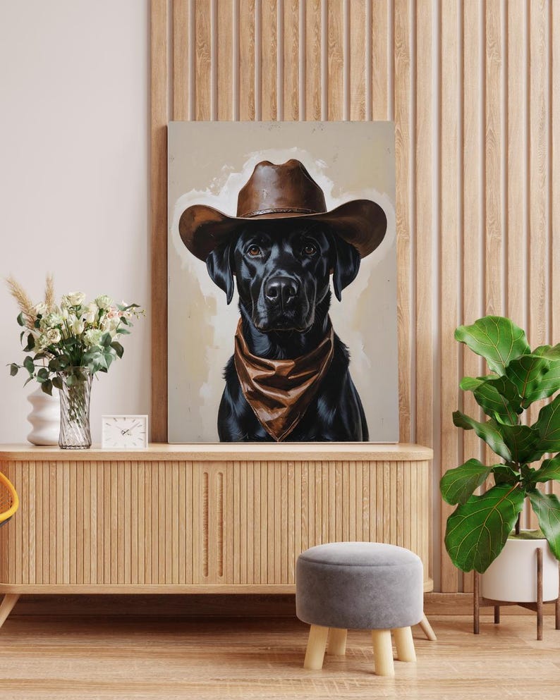 Cowboy Labrador Print: Rustic Western Dog Art (digital Download, PDF ...
