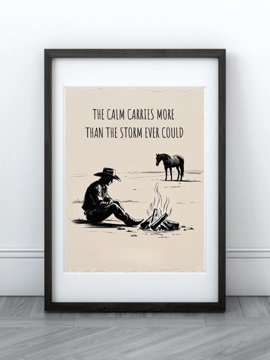 Western Minimalist Cowboy Art Print – "the Calm Carries More Than the ...