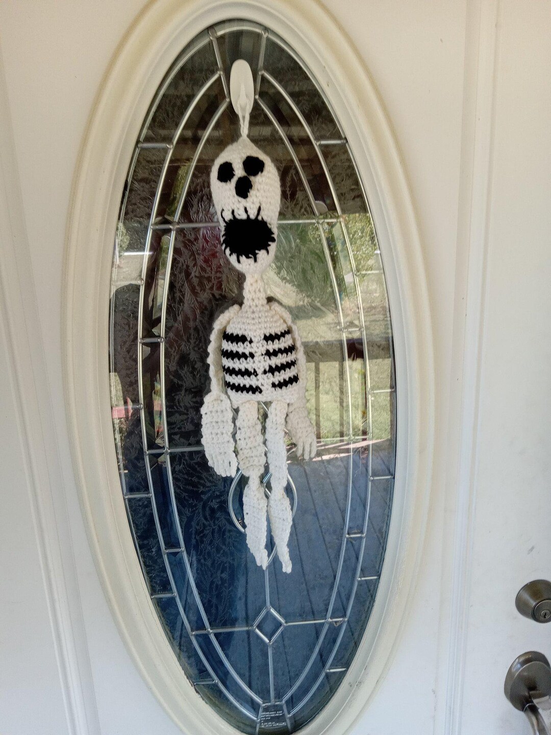 Spooky Hanging Skeleton, Halloween Decoration, Crochet Plush Skull and ...