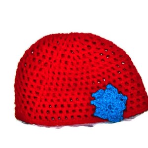 Red Mesh Skull Cap, Turquoise Flower, Size Teen to Adult, Women's ...