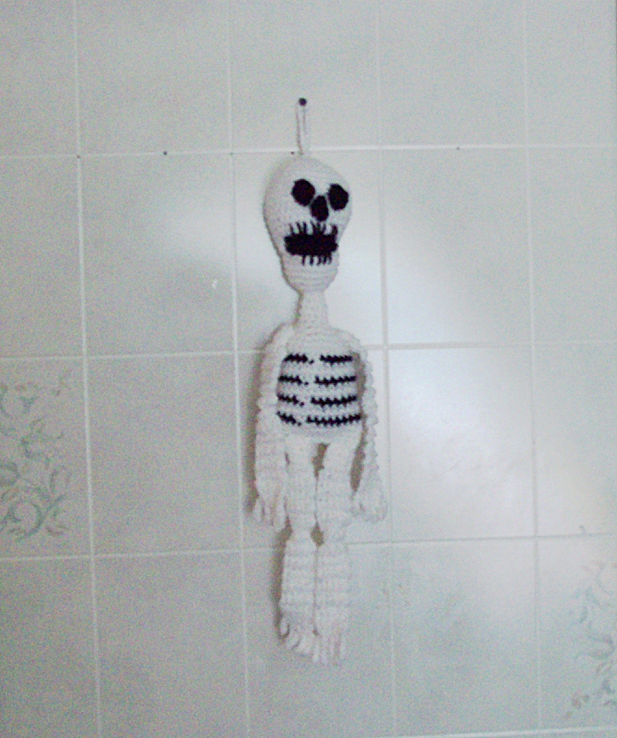 Spooky Hanging Skeleton, Halloween Decoration, Crochet Plush Skull and ...