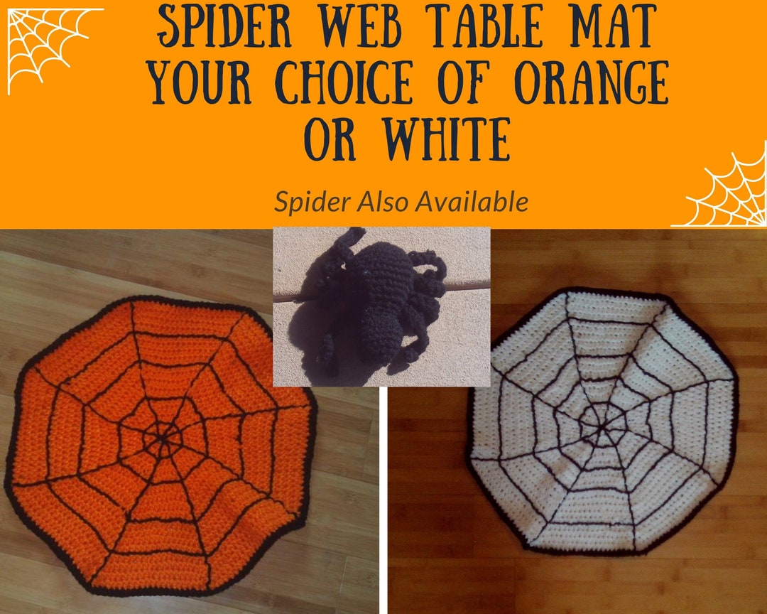 Spider Web Table Mat, Halloween Decoration, Spider, Crochet Centerpiece ...
