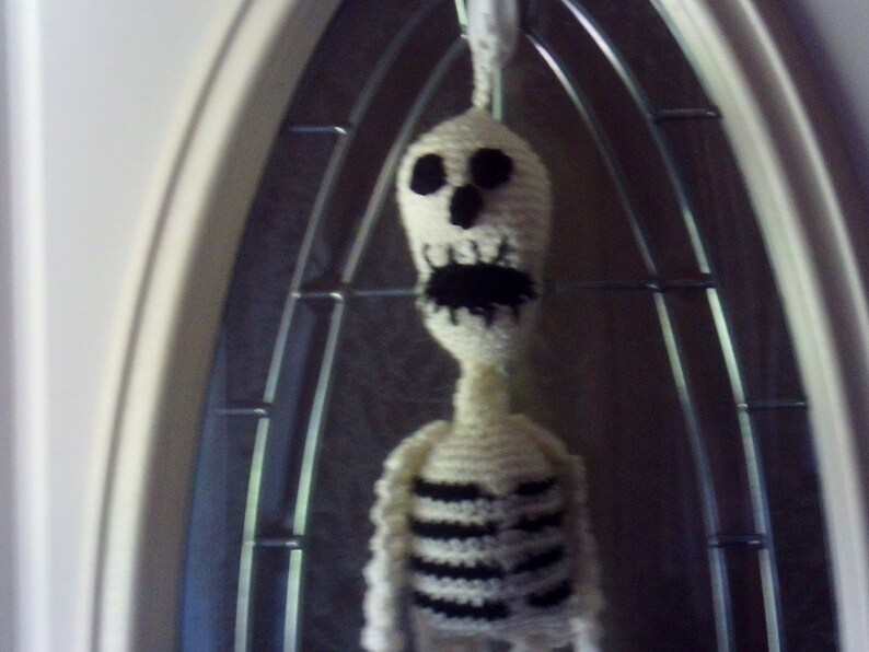 Spooky Hanging Skeleton, Halloween Decoration, Crochet Plush Skull and ...