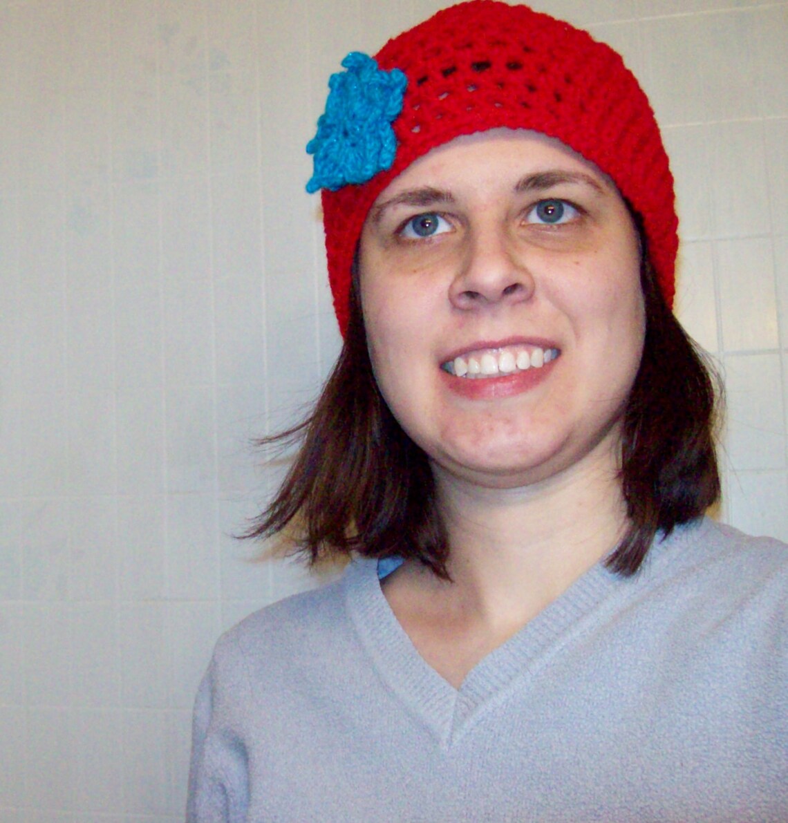 Red Mesh Skull Cap Turquoise Flower Size Teen to Adult - Etsy