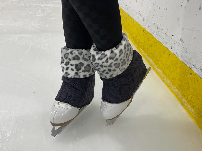 Adult Figure Skate Mini Bootie Warmers- Gray Leopard - Etsy