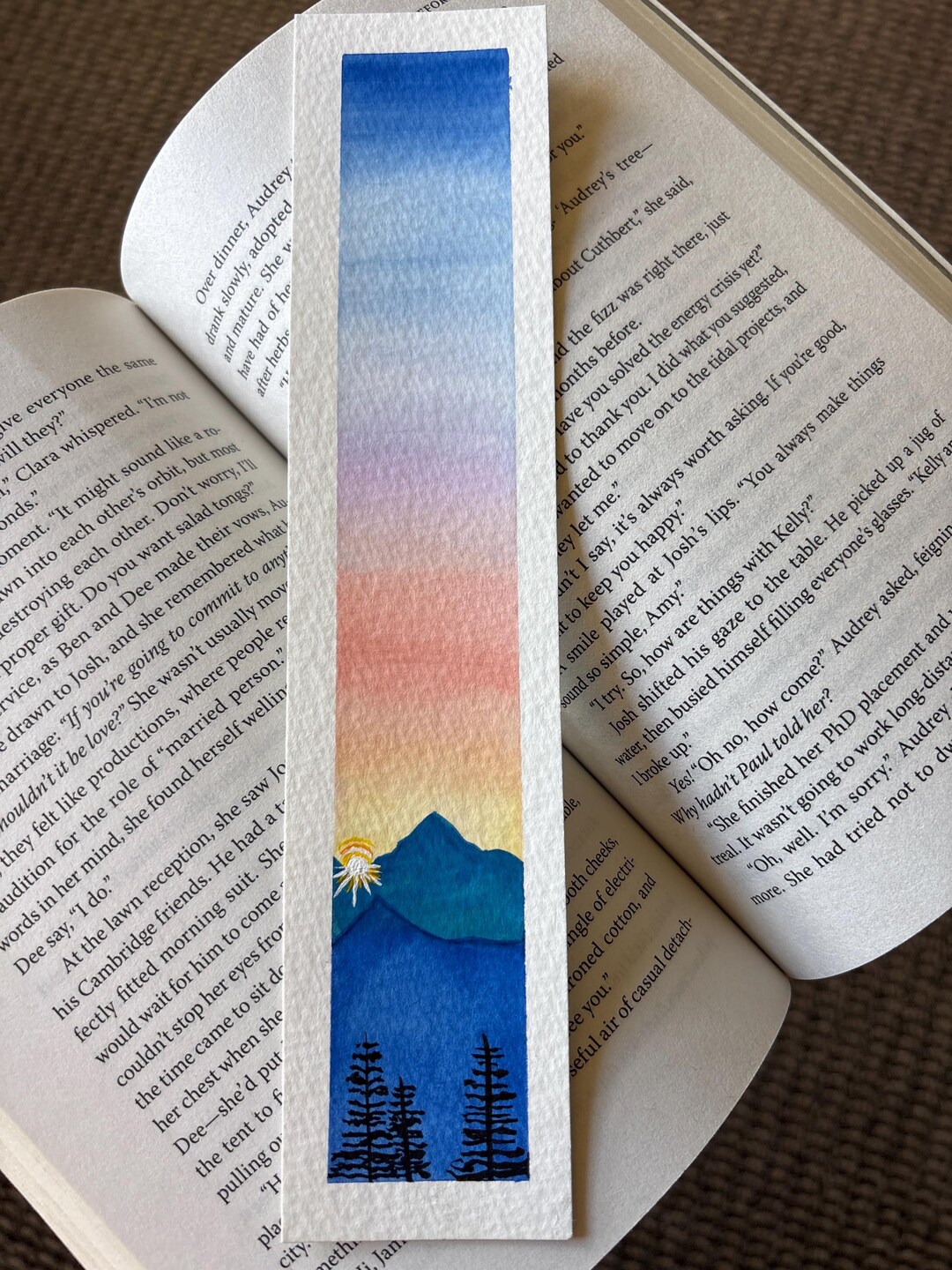 Watercolor Bookmark/mountain & Sunset View Hand-painted Bookmark ...
