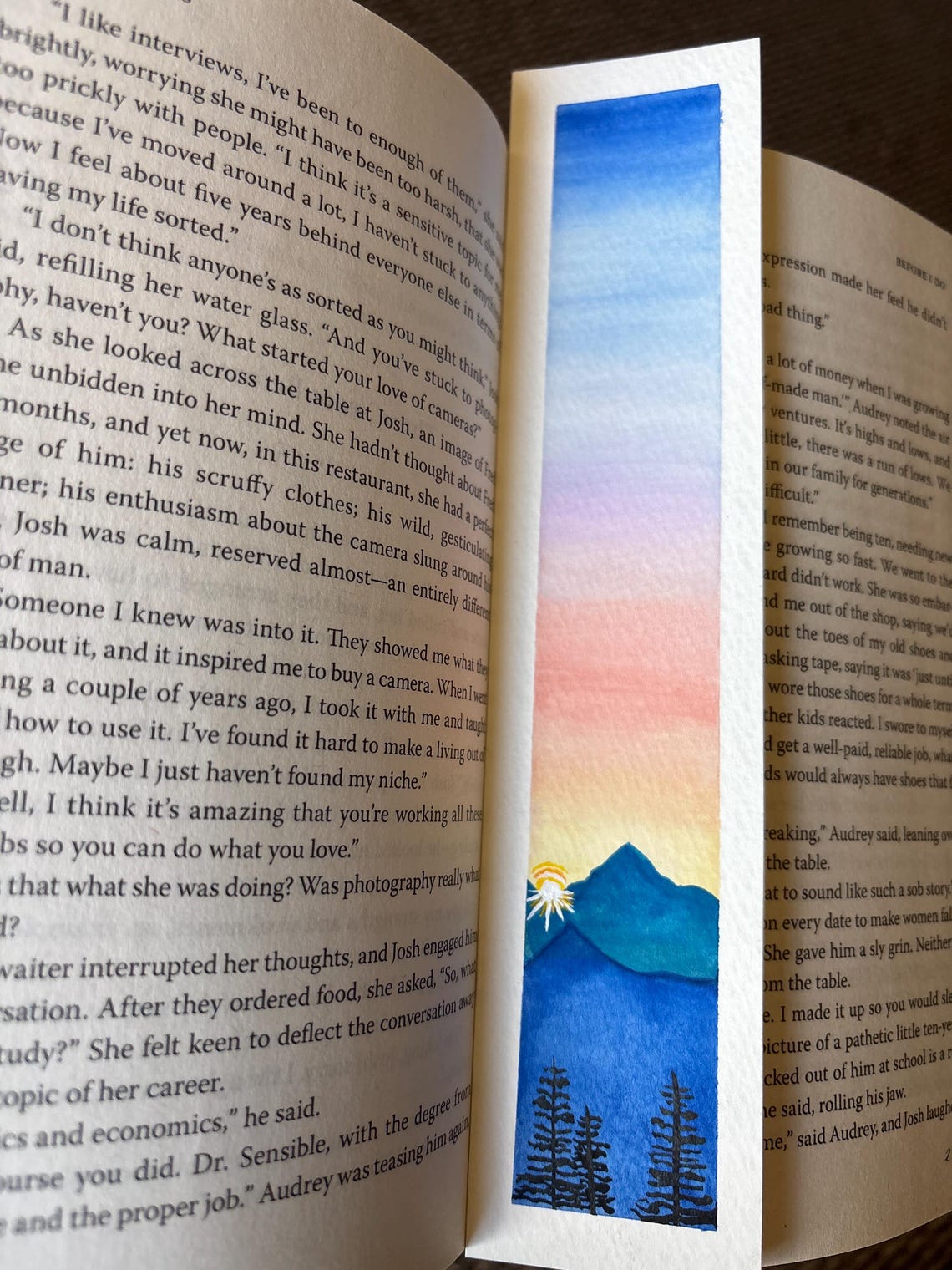 Watercolor Bookmark/mountain & Sunset View Hand-painted Bookmark ...