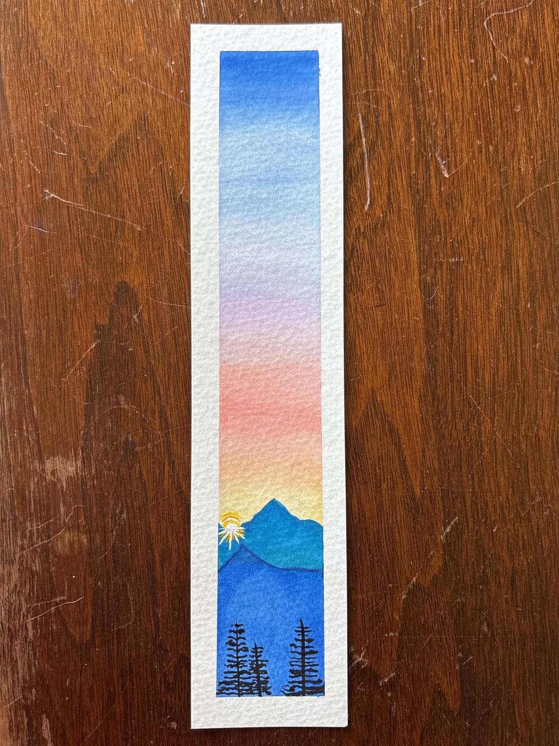 Watercolor Bookmark/mountain & Sunset View Hand-painted Bookmark ...