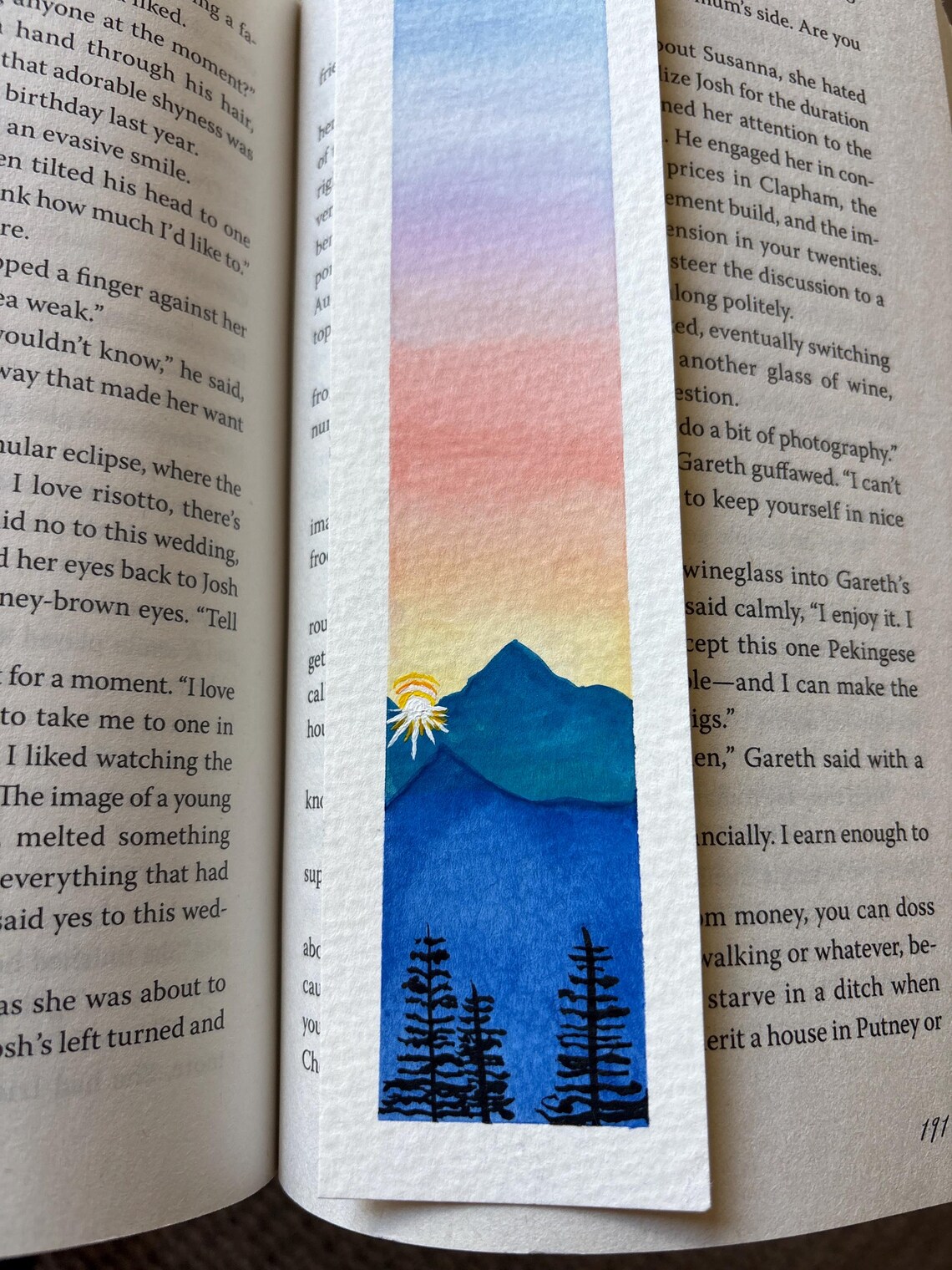 Watercolor Bookmark/mountain & Sunset View Hand-painted Bookmark ...