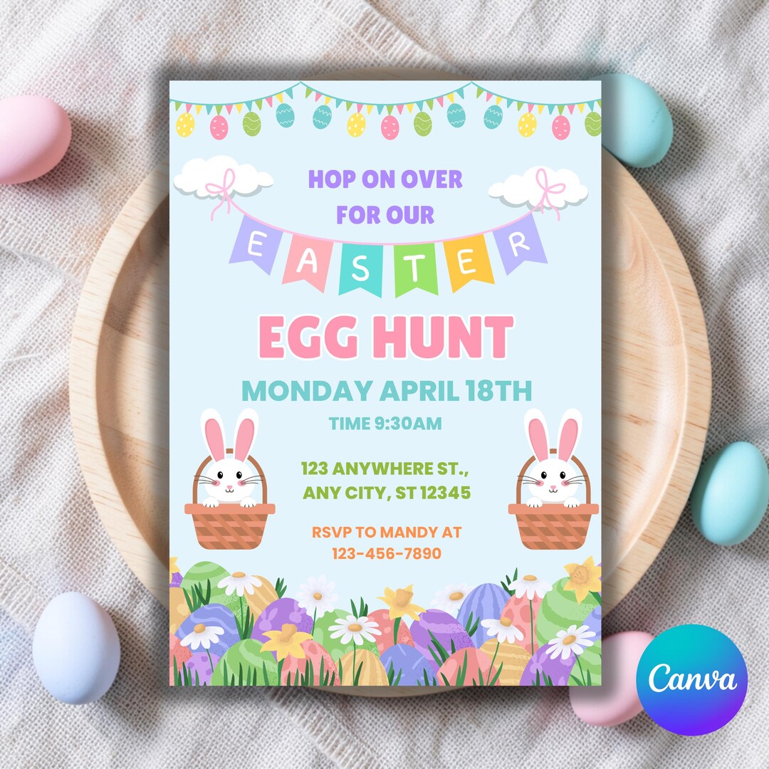 Easter Egg Hunt Invitation, Digital Egg Hunt Invite, Kids Easter ...