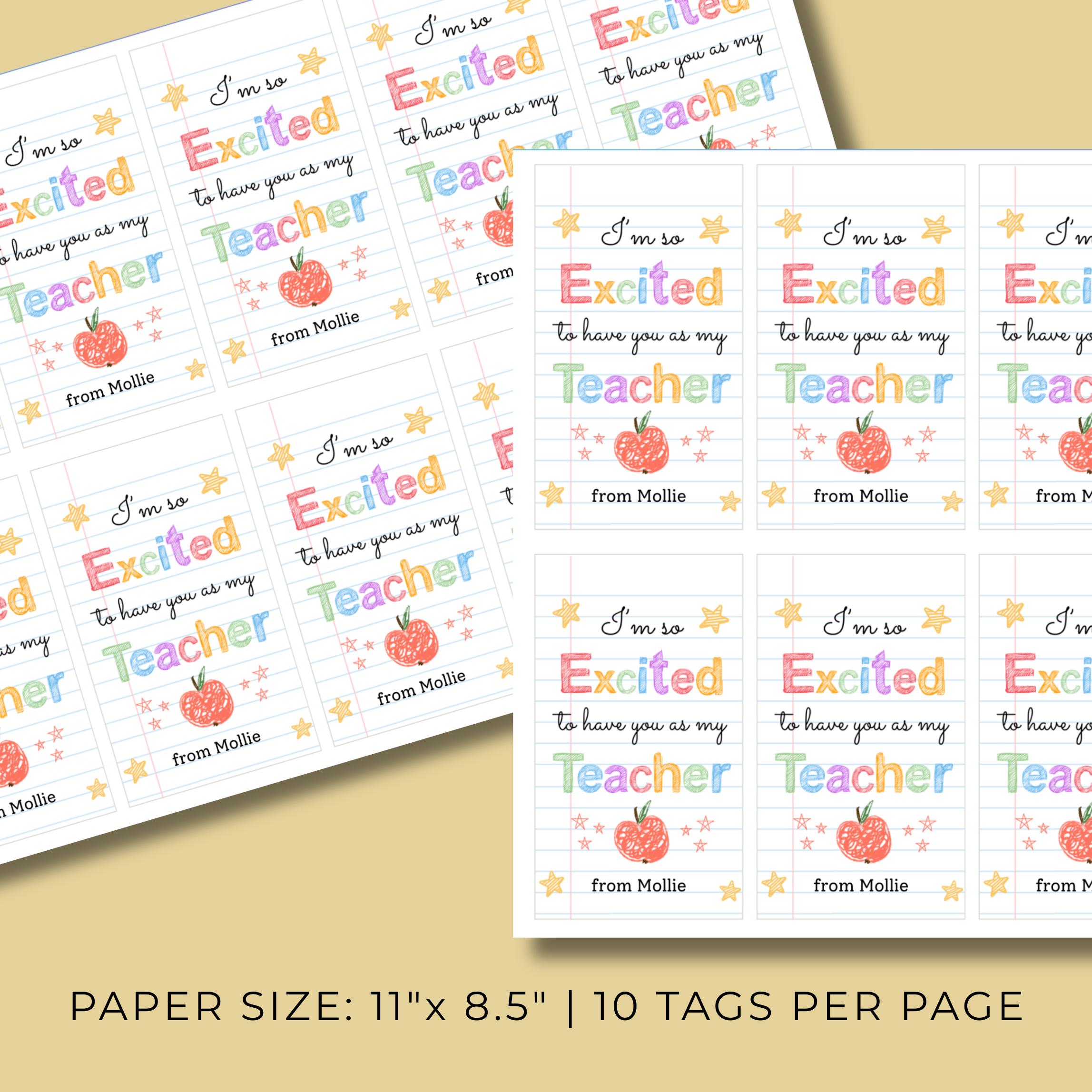 First Day of School Teacher Gift Tag, I'm so Happy to Have You as My ...