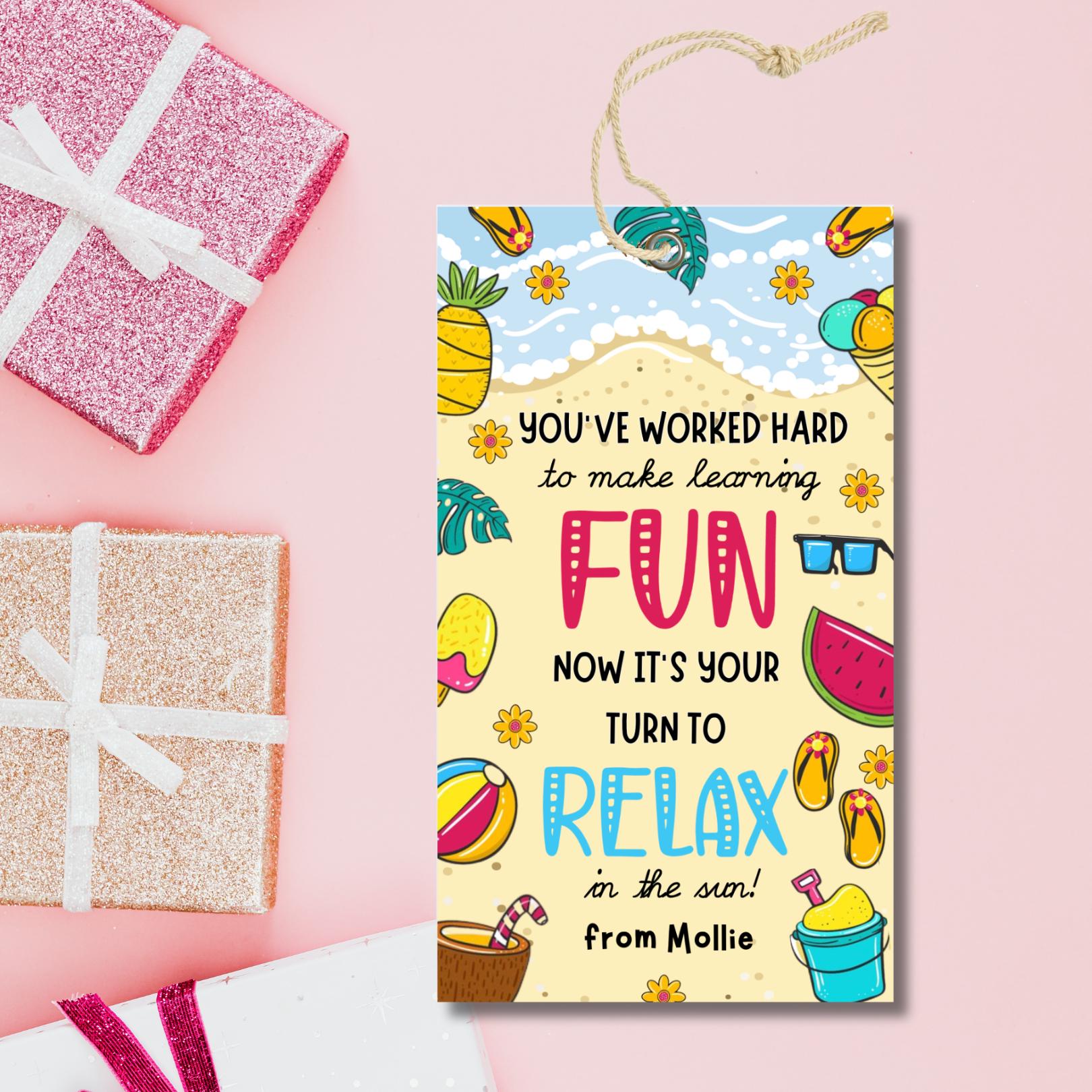 Editable Last Day of School Gift Tag, Summer End of School Year Tag ...