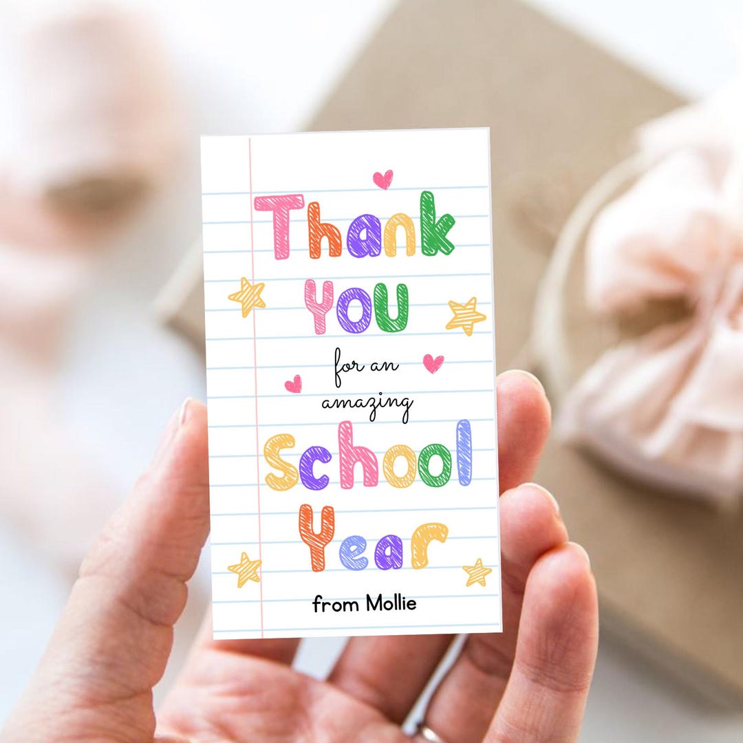 Teacher Appreciation Gift Tag, Classroom Teacher Tag End of School Year ...