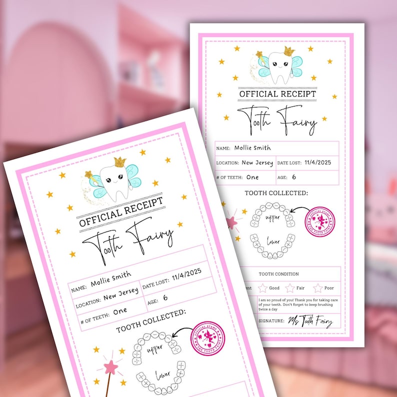 Editable Tooth Fairy Receipt Template: DIY Printable Canva Letter ...