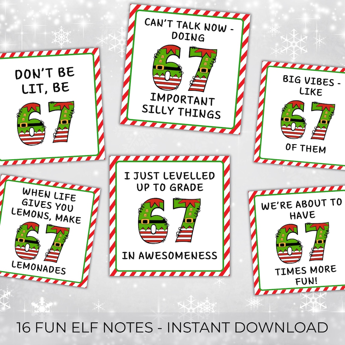 6 7 Elf Prop Sign Elf Notes, Funny Elf 67 Notes, Six Seven Christmas ...