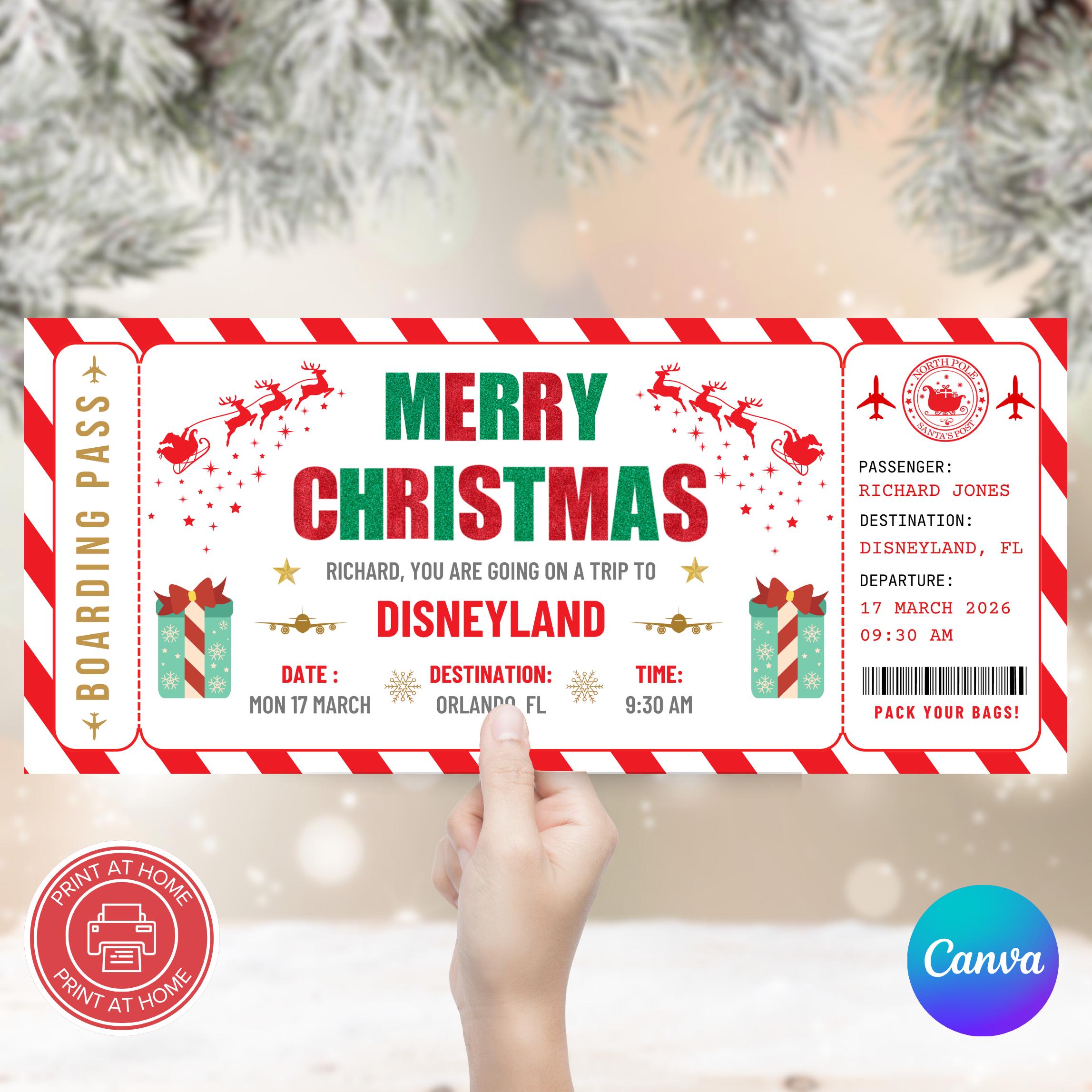 Christmas Boarding Pass, Surprise Trip Holiday, Vacation Plane Ticket ...