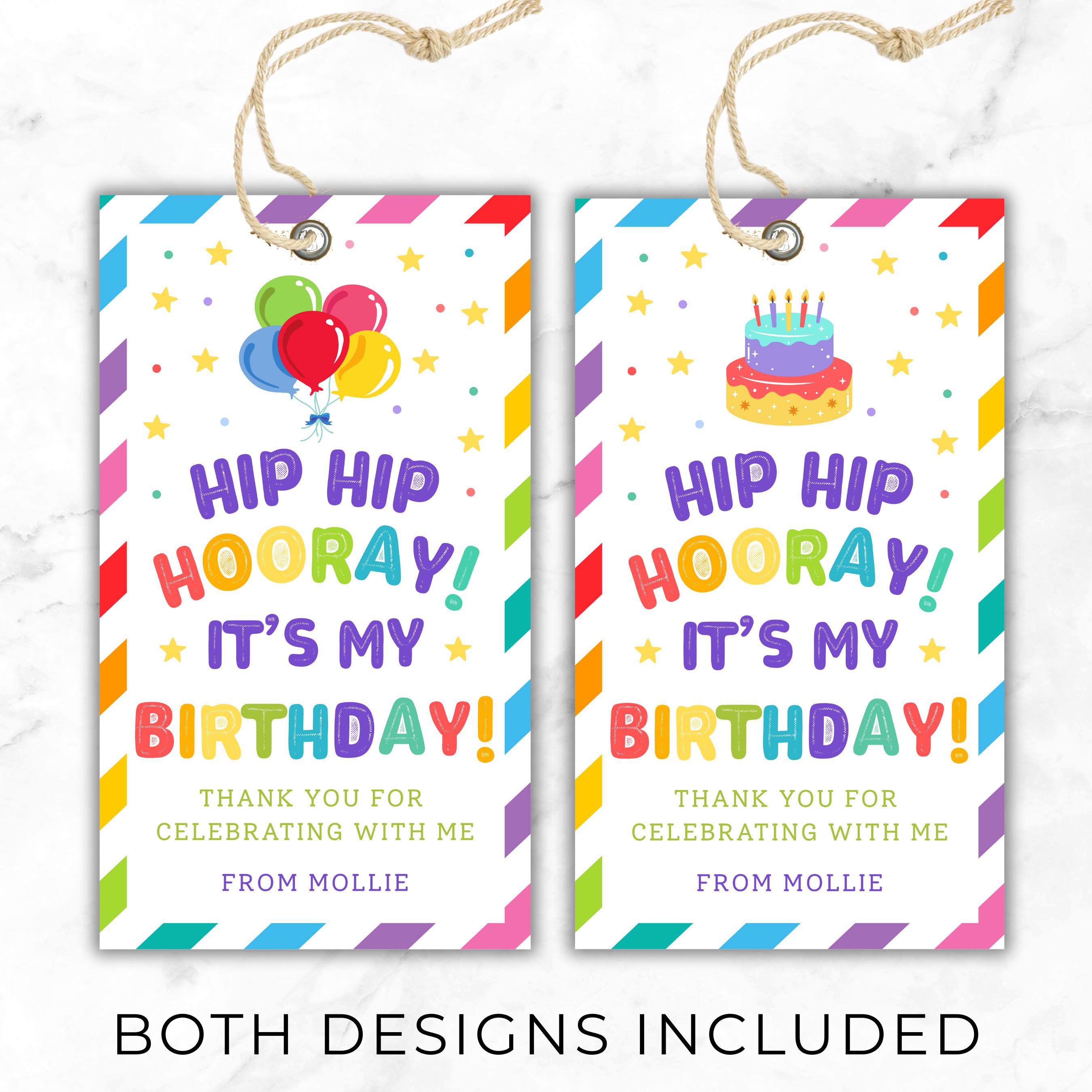 Happy Birthday Gift Tag Label, Rainbow Color Kids Party Tag, School ...