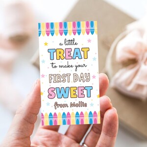 First Day of School Gift Tag: Crayon Design, Editable Template (canva ...